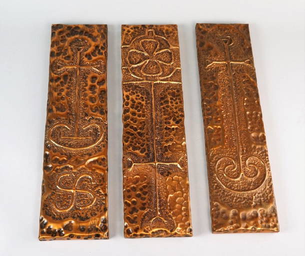 (3) Hand Wrought Copper Celtic Cross Replicas