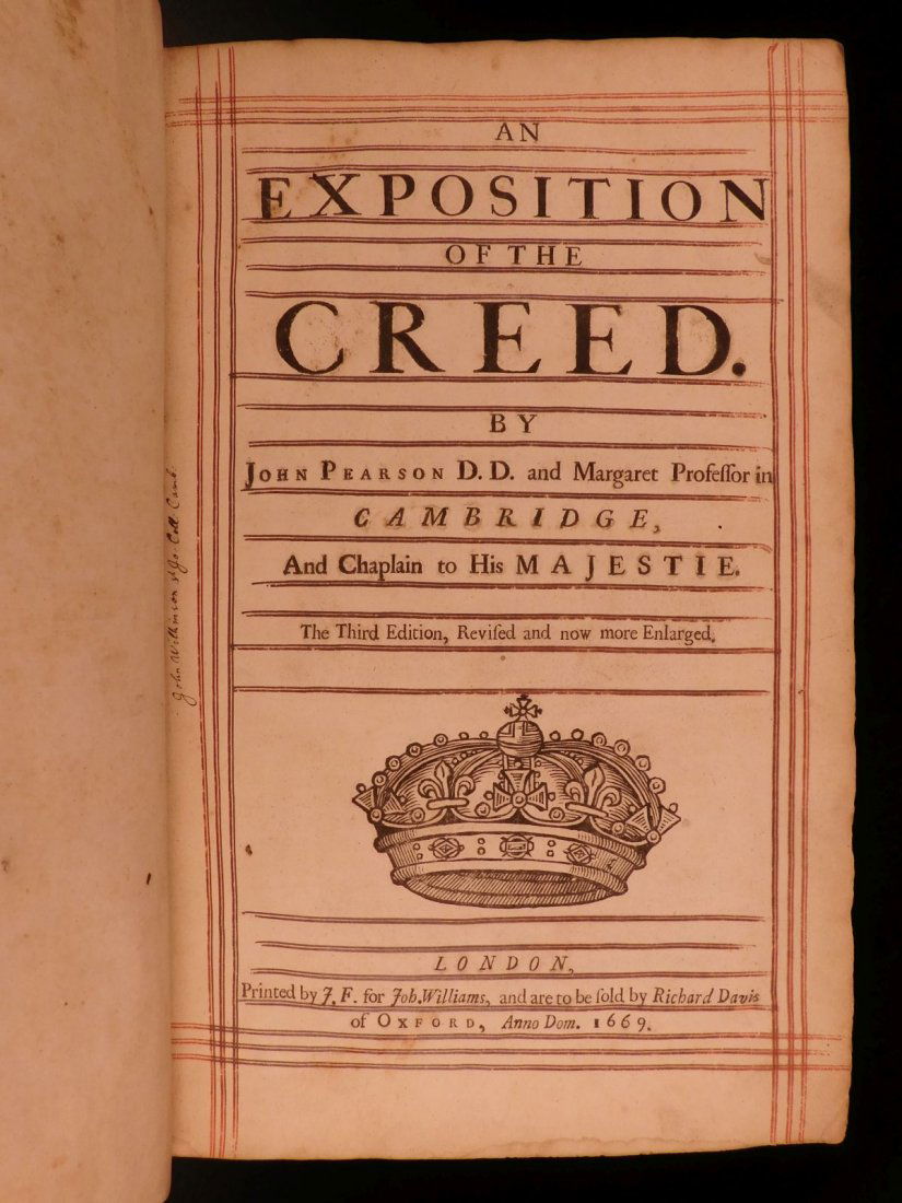 1669 Apostle’s Creed Anglican Church of England John