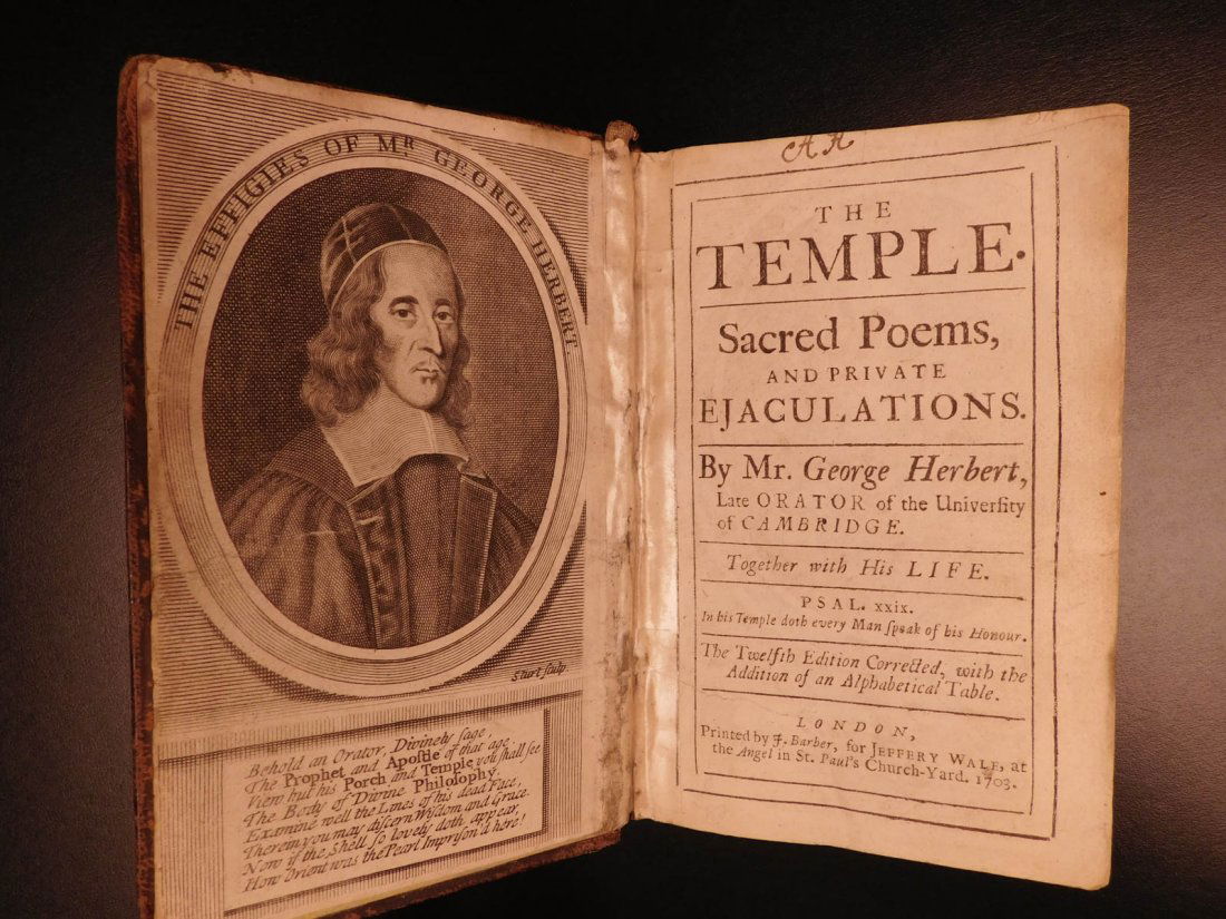 1703 George Herbert The Temple English Poems Sacred