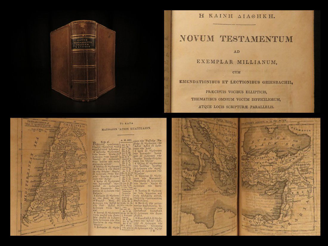1855 1ed Greek New Testament Bible Holy Land Maps