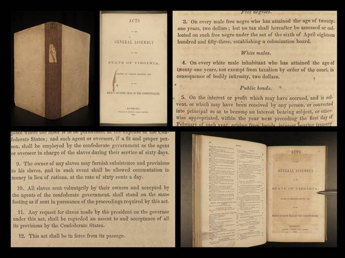 1862 Confederate Virginia Csa Constitution Civil War