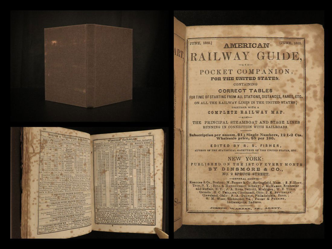 1855 American Railway Guide TRAINS Railroad Travel | Barnebys
