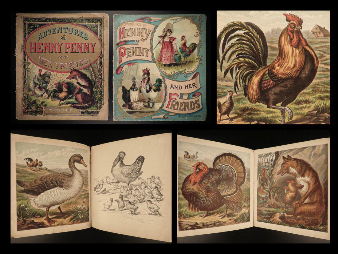 1876 NURSERY Adventures of Henny Penny Chicken Little Color Illustrated ...