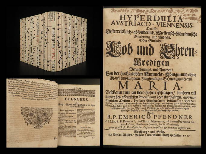 1717 MANUSCRIPT Music Chant Binding Hyperdulia German Bible Sermons ...