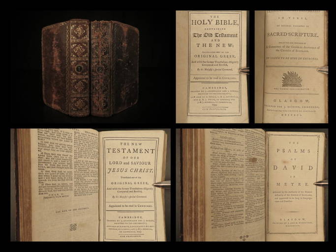 1795 Cambridge Holy BIBLE John Archdeacon King James KJV Apocrypha ...