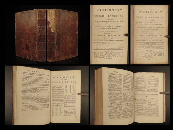 1778 Samuel Johnson Famous Dictionary Of English Language Lexicon 2v Set