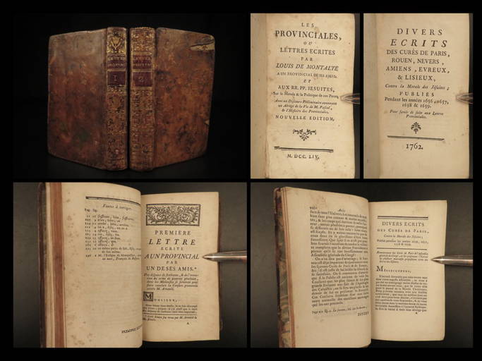 1754 Blaise PASCAL Provincial Letters JESUIT Provinciales + 1762 Divers ...