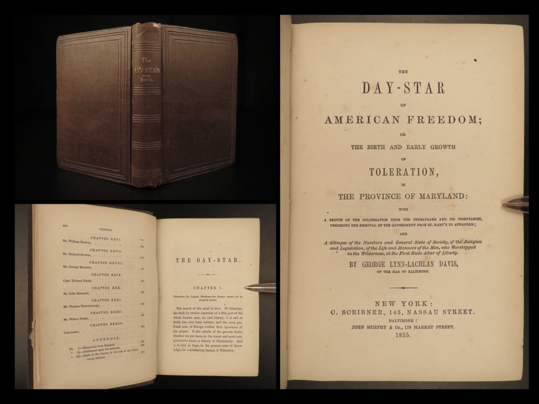 1855 1ed/1st Act 1649 Slaves Indians Religious Toleration American ...