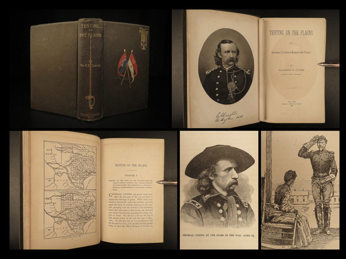 1889 Gen George Custer Tenting On The Plains Civil War Kansas Texas Indians
