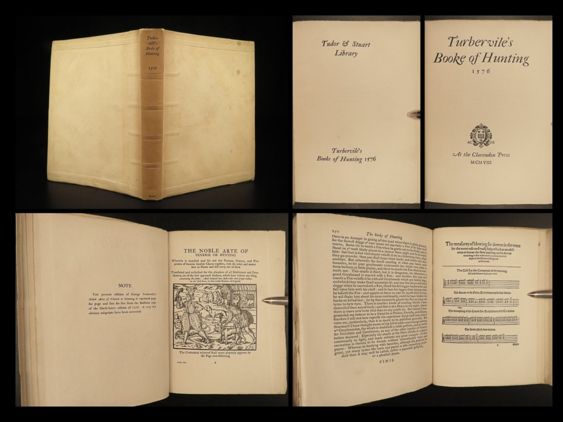 1908 Turbervile Book Of Hunting 1576 Falconry Illustrated Hawking Oxford