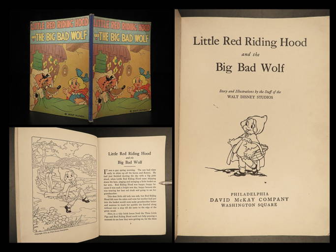 1934 1ed Little Red Riding Hood Disney Illustrated Childrens Tale Big ...