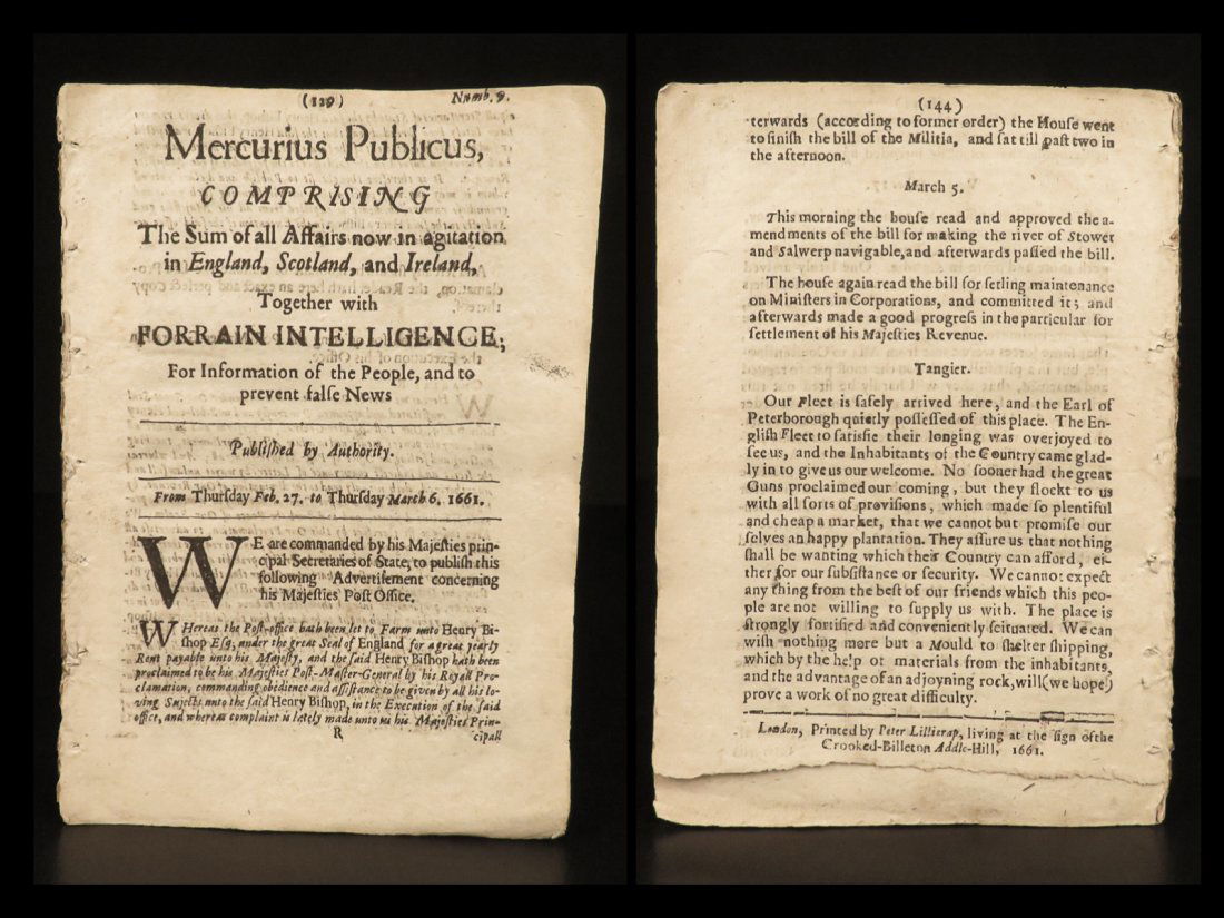 1661 King Charles Ii Politics Mercurius Publicus English Pamphlet ...