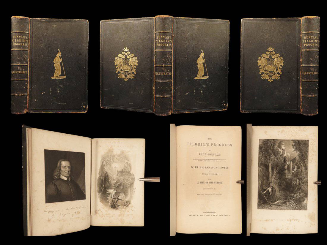 1844 Pilgrimâ€™s Progress John Bunyan Puritan Christian Rare Bible Art ...