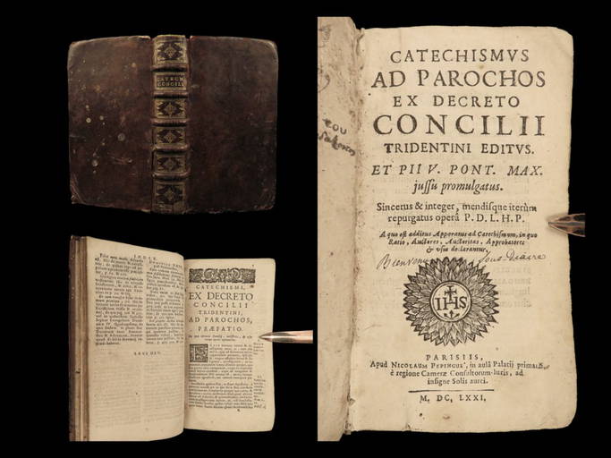 1671 Council Of Trent Roman Catechism Catholic Church Paris Pepingue Rare
