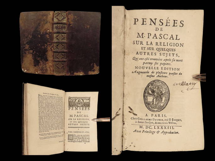 1683 Blaise Pascal Pensees Christian Apologetic Pascals Wager French ...