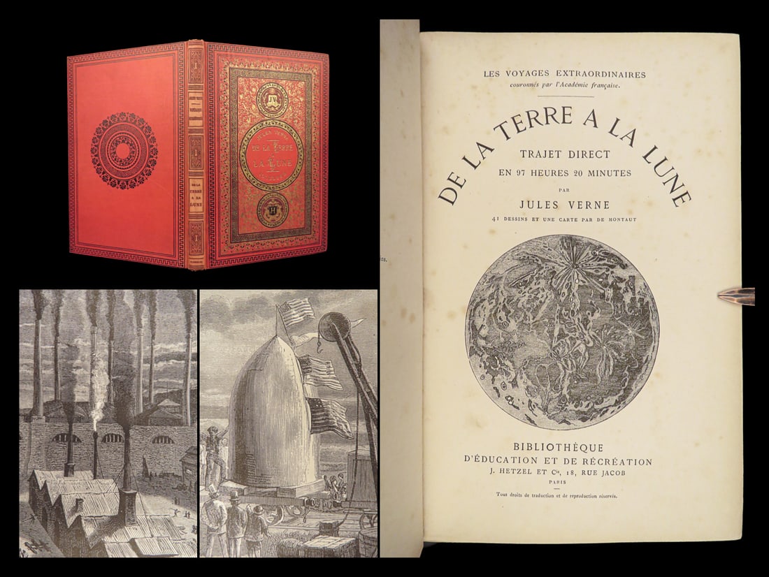 1891 Jules Verne From The Earth To The Moon Astronauts Scifi Space Gun ...