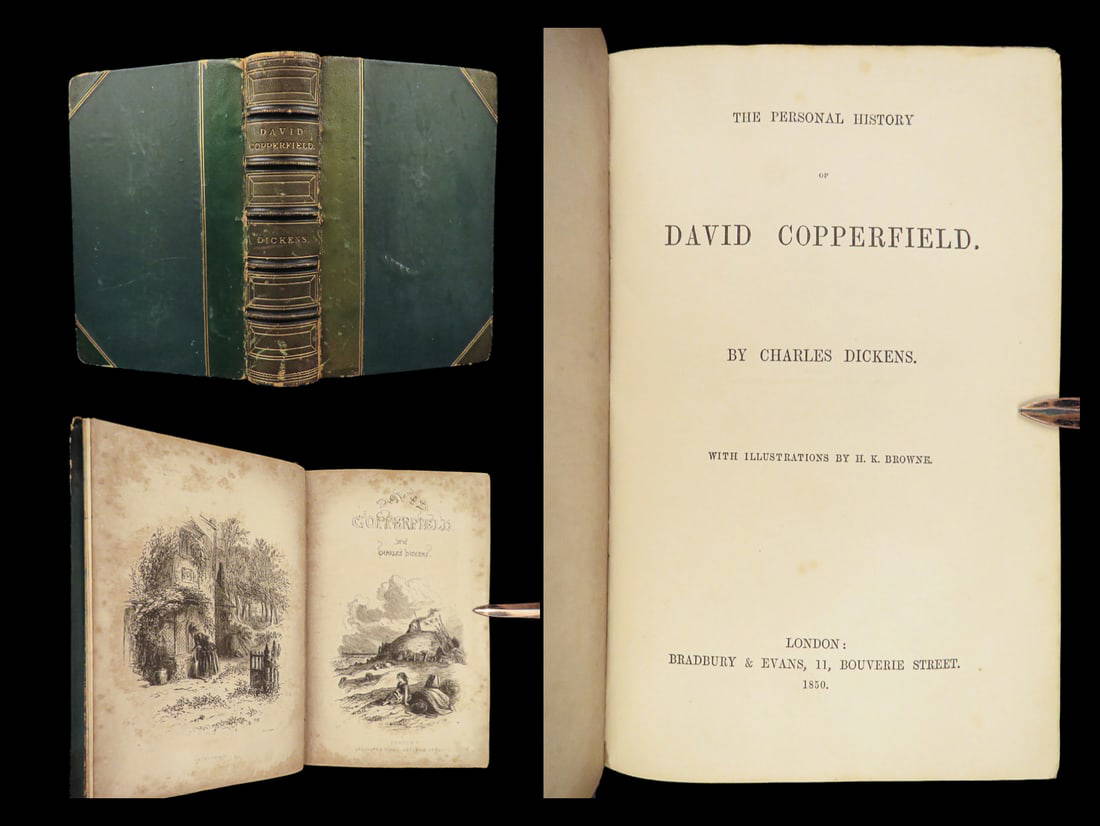 1850 David Copperfield 1ed Charles Dickens Illustrated English Browne ...
