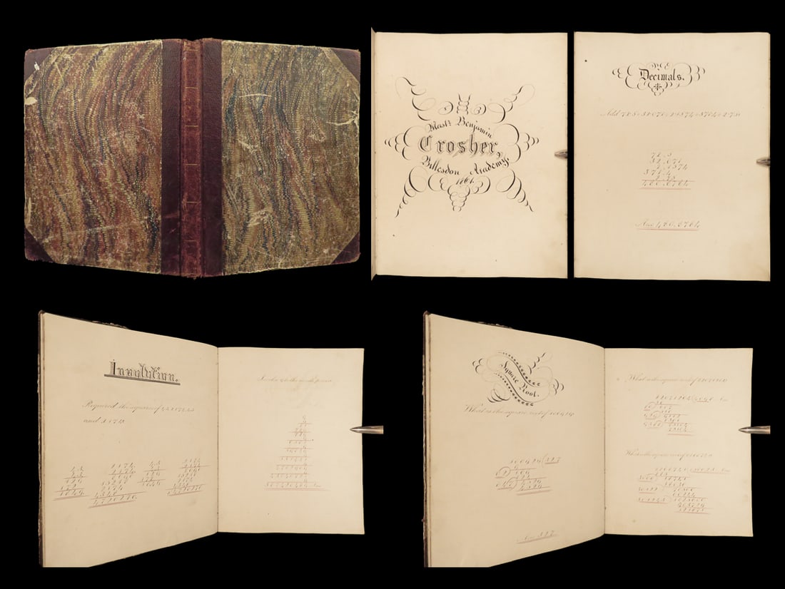 1861 Mathematics Manuscript Decimals & Fractions Geometry Arithmetic ...