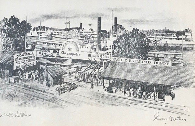 George Mathis Riverboat to the mines Etching