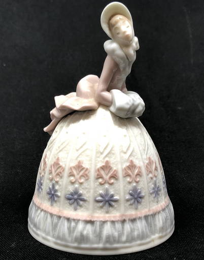 Lladro Porcelein Bell, Lady With Bustle Dress
