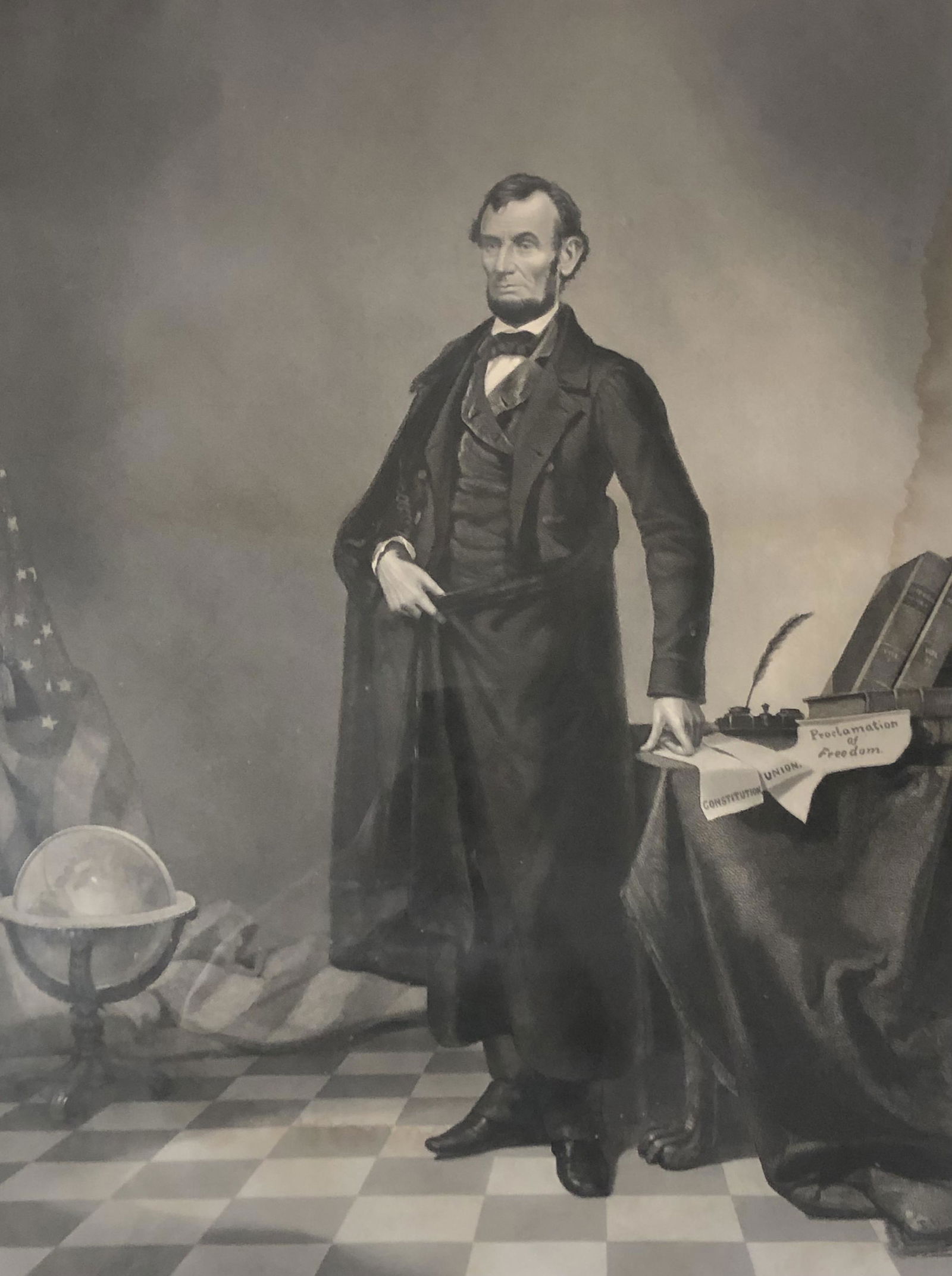 William Pate ABRAHAM LINCOLN longcoat standing Litho | Barnebys