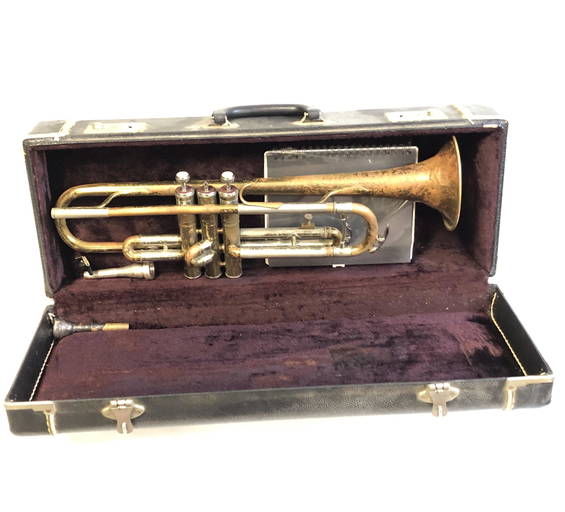 Vintage Revere Trumpet Hard Plush Case W 2 Mouthpieces