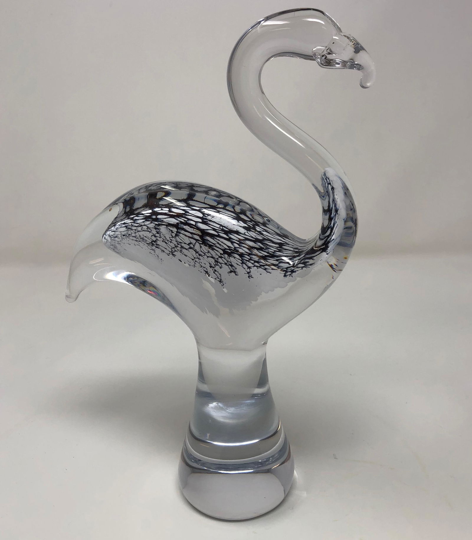 Gorgeous Crystal swan etched inset signed by artist | Barnebys
