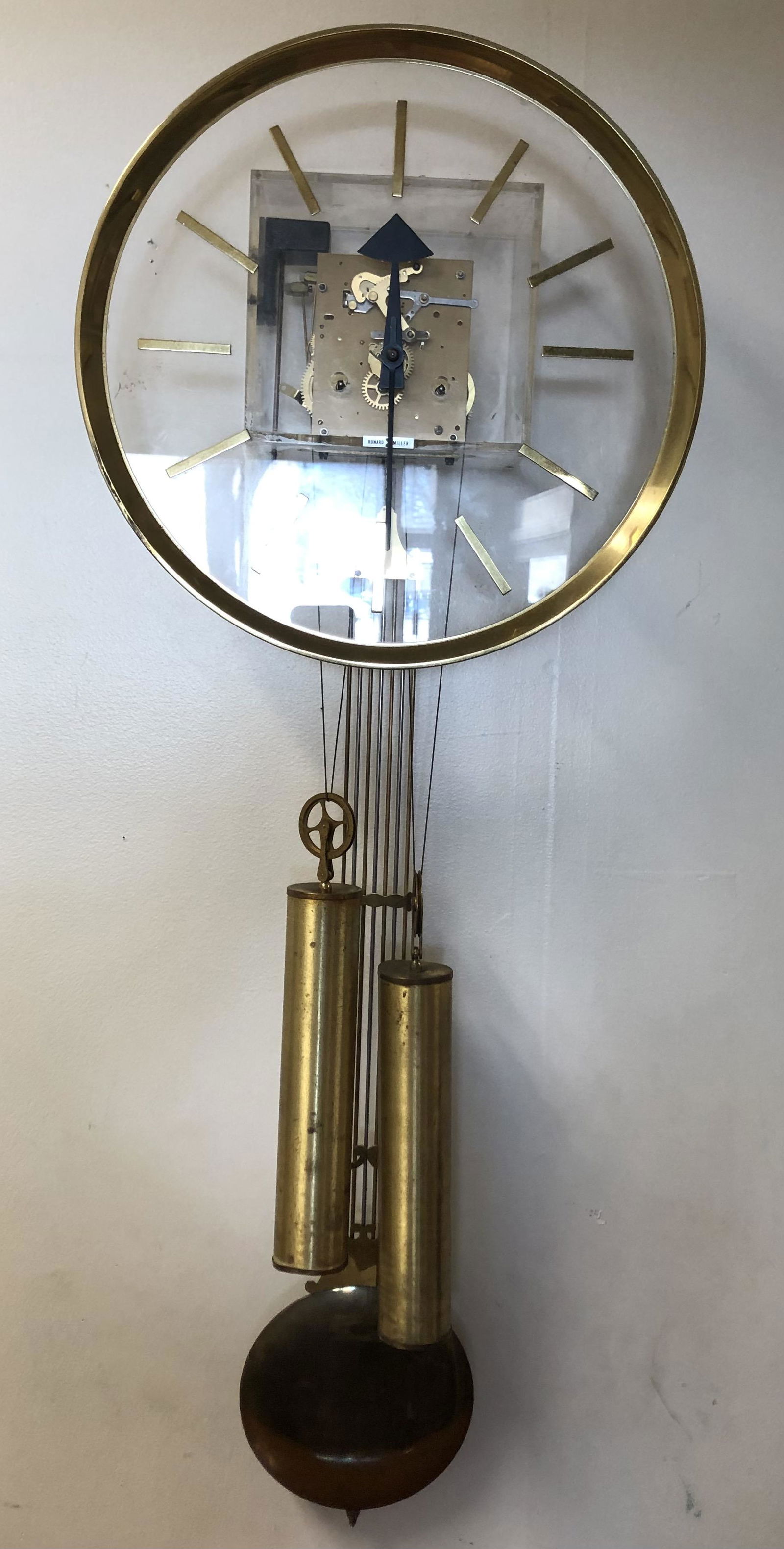 Mid Century Howard Miller Wall Clock/ Pendulum /Weights | Barnebys