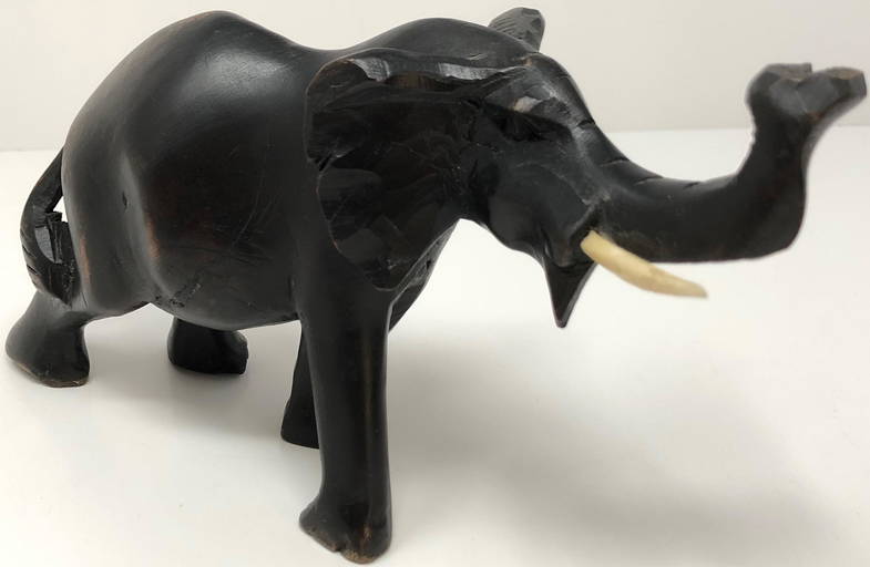 Gorgeous East African Carved Ebony Wood Elephant Figurine