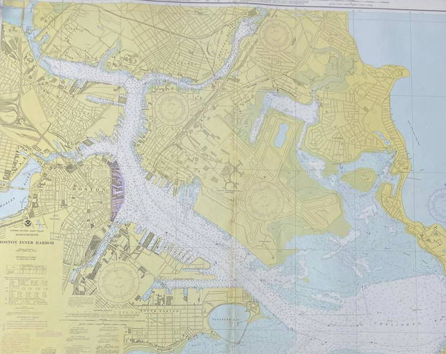 Map: United States East Coast. Massachusetts. Boston Inner Harbor