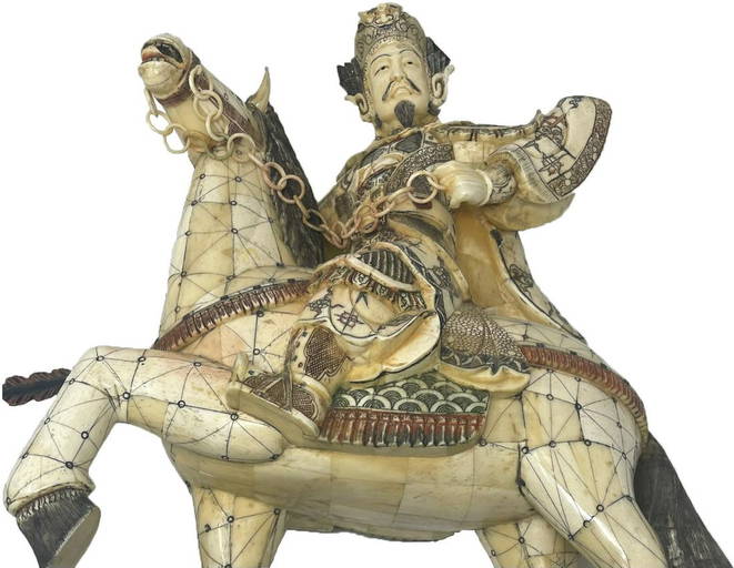 Japanese Bone Carved Vintage Samurai Warrior Statue #2