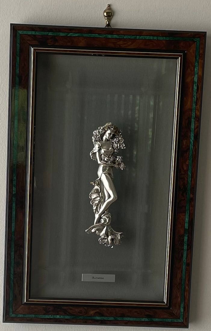 Beautiful Auturno Wood Mounted Silver Risque Woman Auction