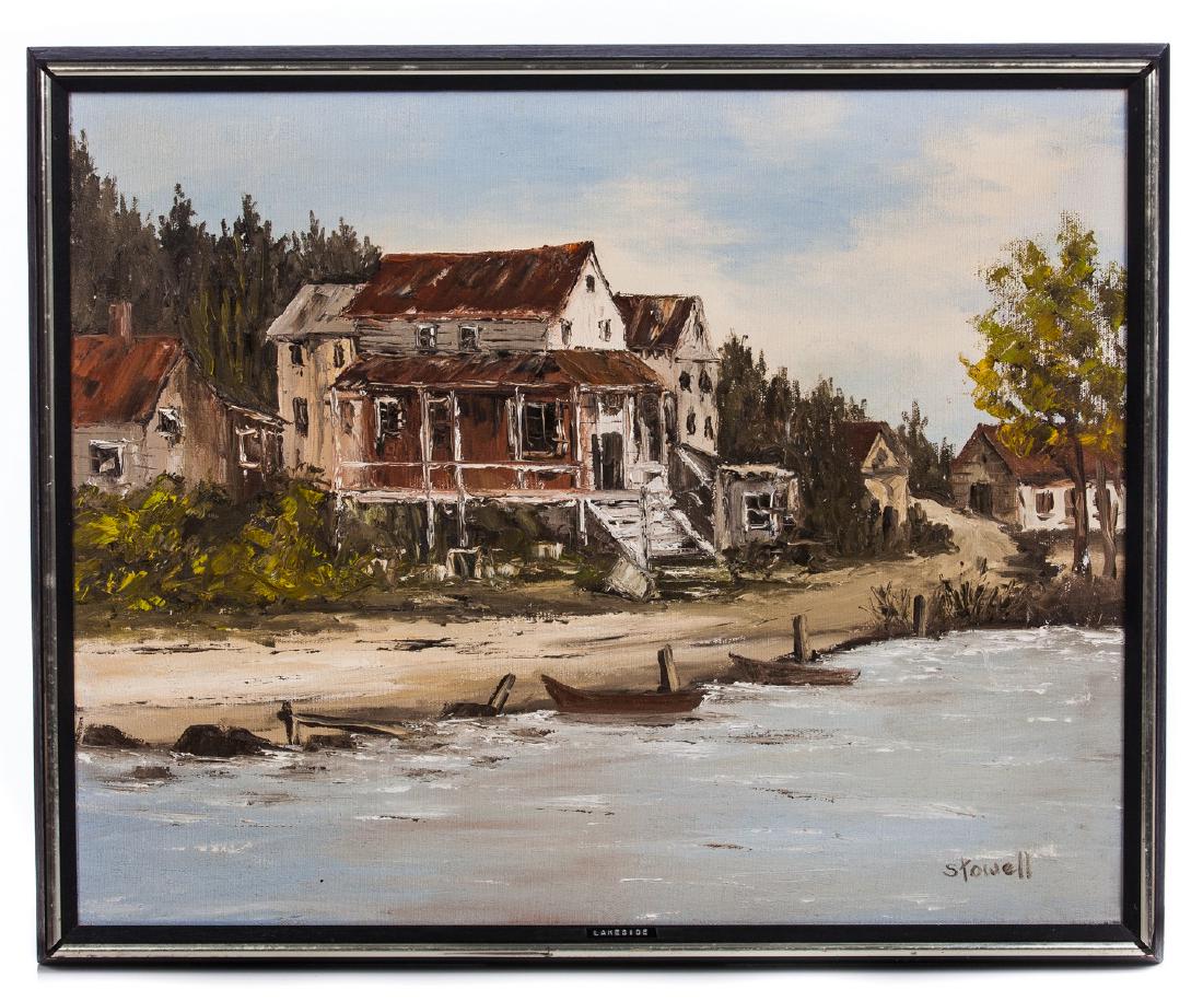 STOWELL OIL PAINTING ON CANVAS "LAKESIDE"