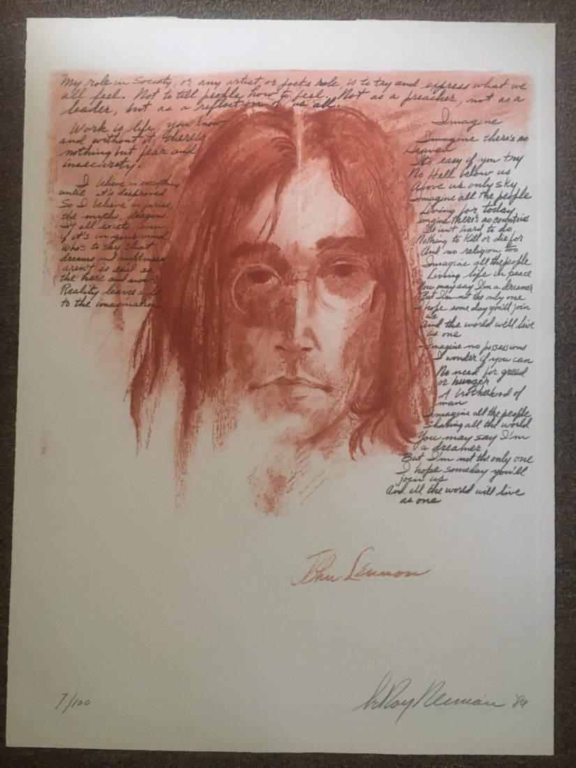 Leroy Neiman John Lennon Imagine Hs Le Etching On Paper