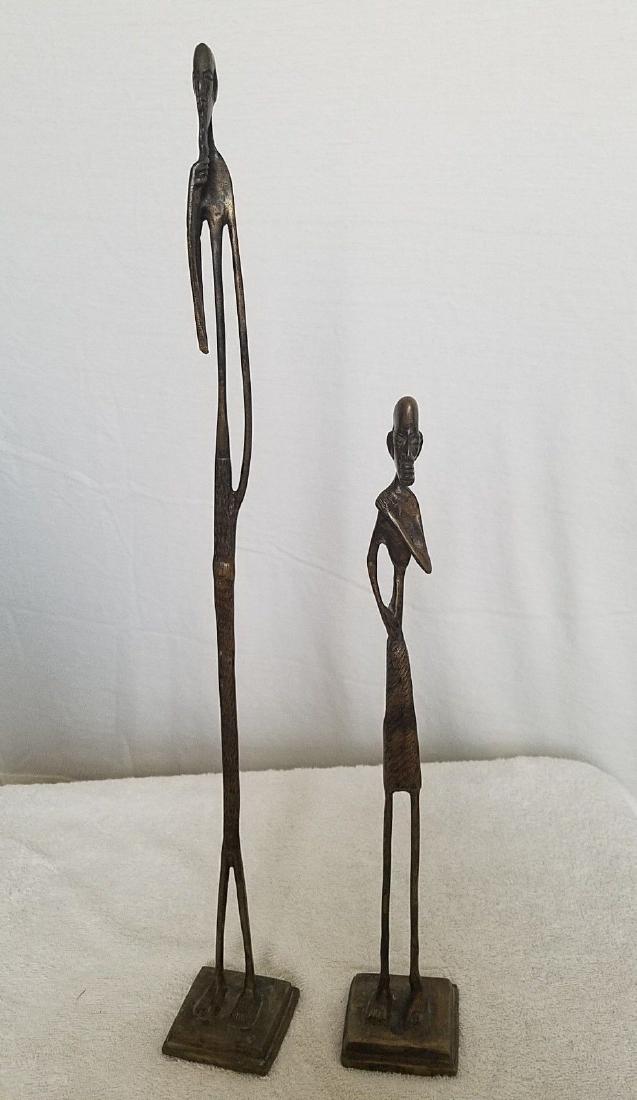 AFRICAN BRONZE Elongated Man Tall Men Statue Metal