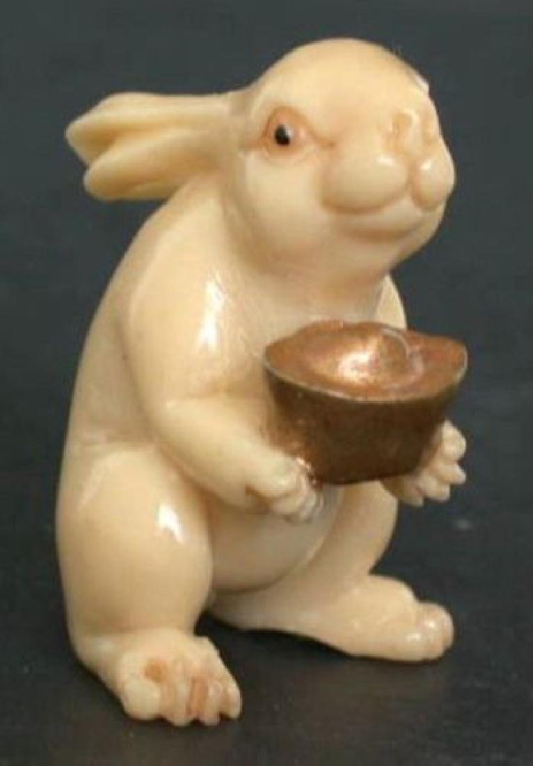 Vintage Japanese netsuke -Cute Rabbit offers U Gold