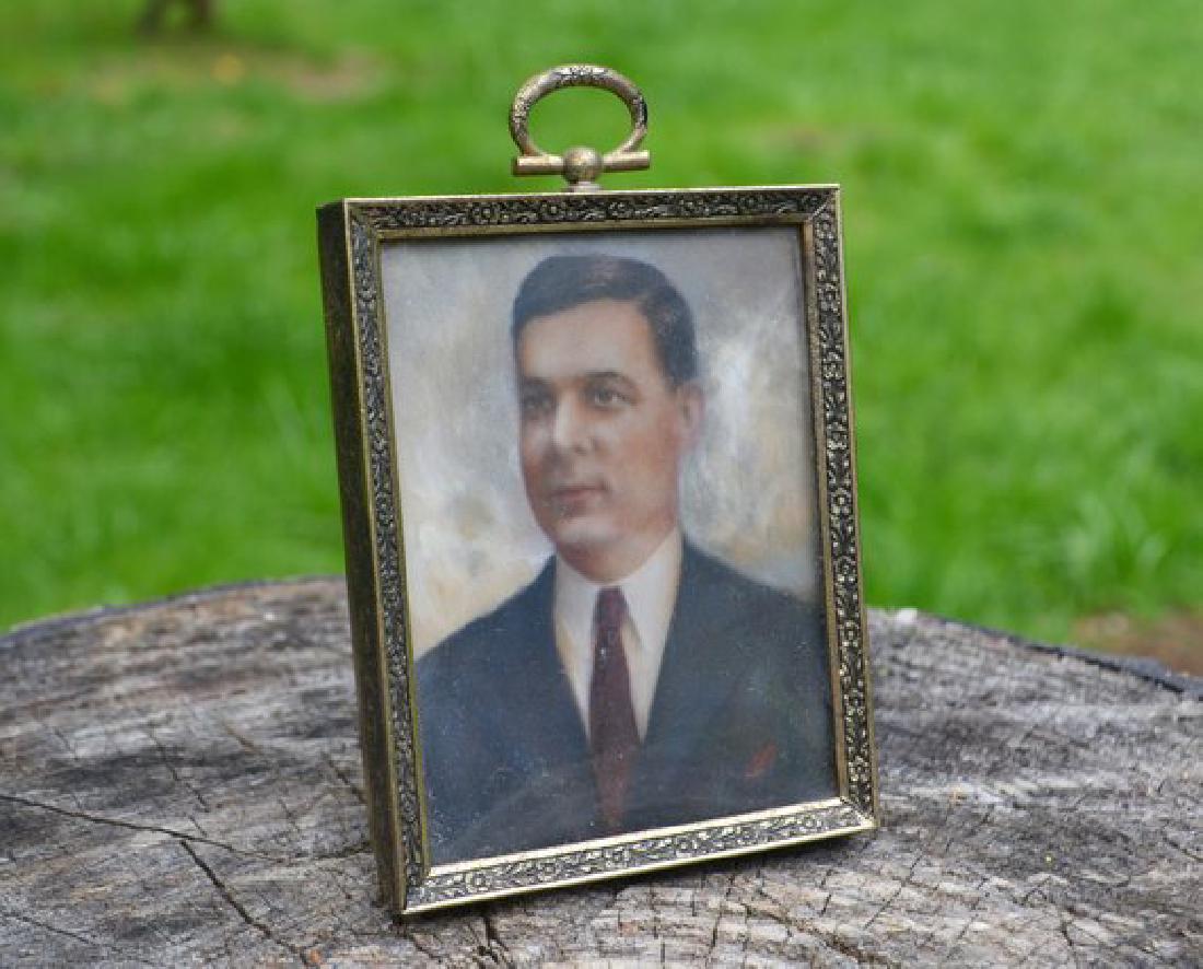 Antique Framed Portrait Painting On Glass