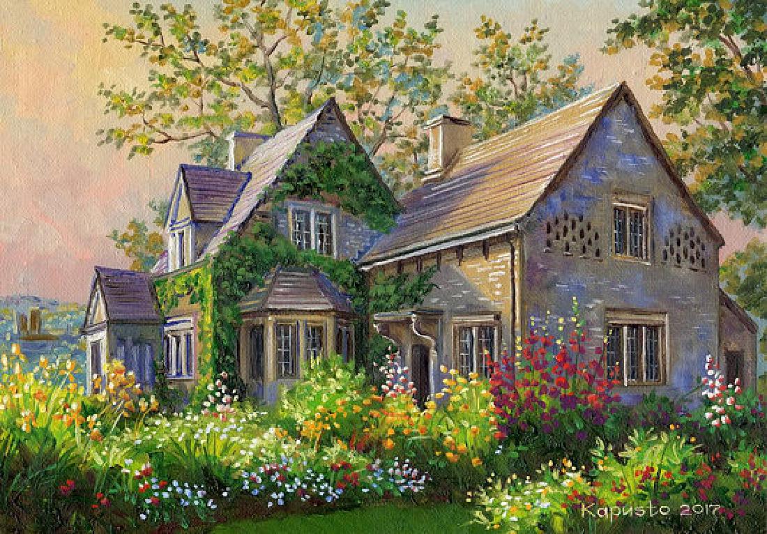 Custom house portrait, oil painting, original painting,