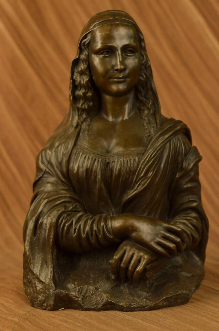 Signed Bronze Statue French Mona Lisa Sculpture Decor