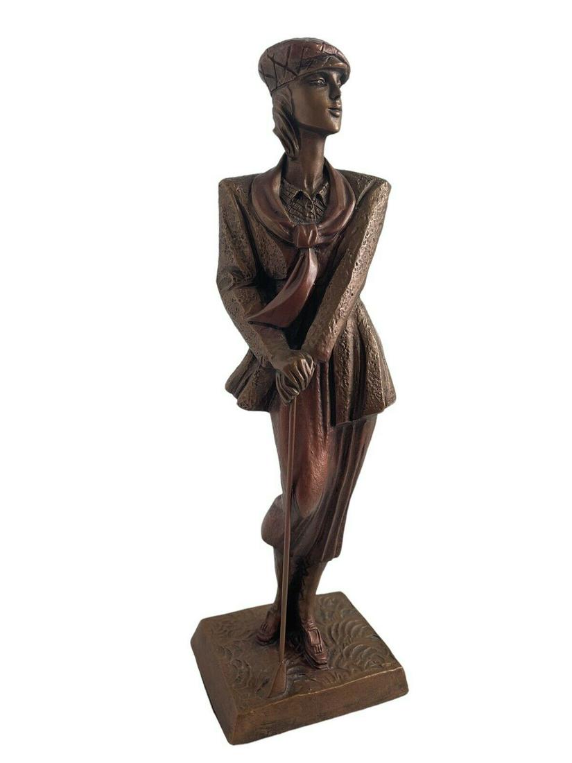 VTG 1989 Bronze Austin Sculpture Golfer Female Figure Art Statue 16 ...