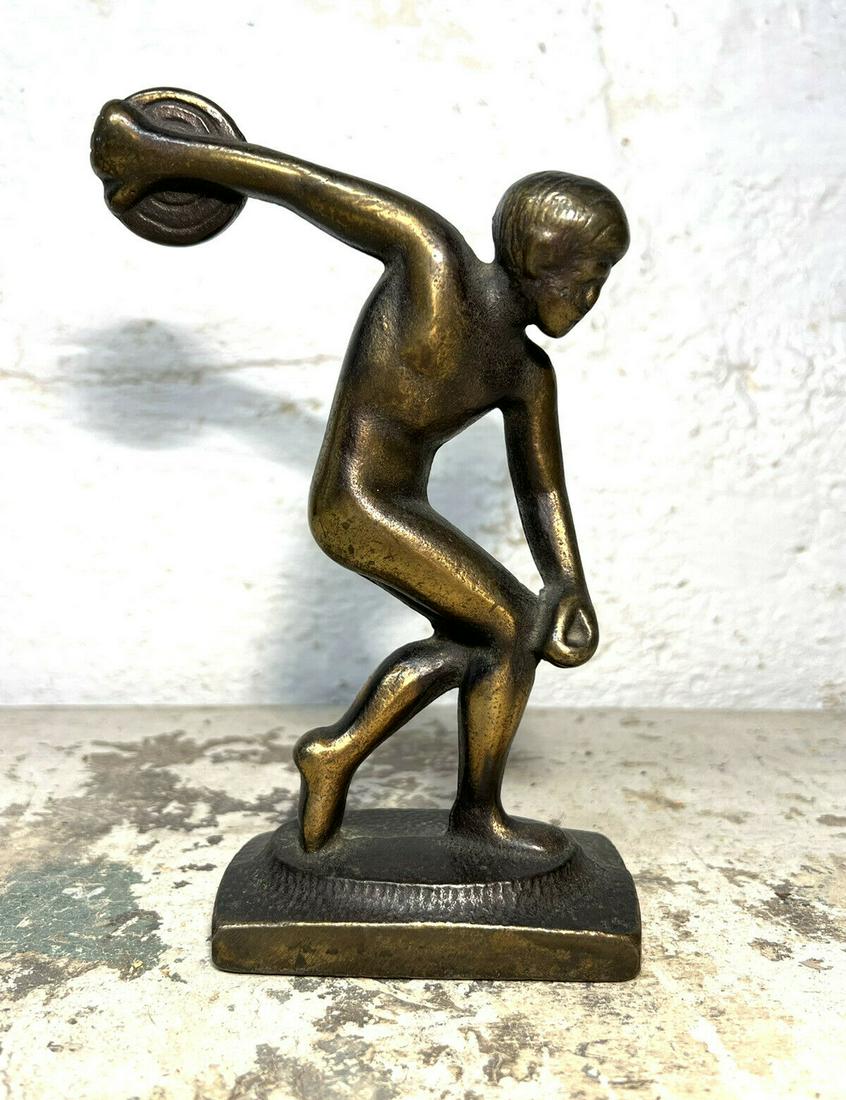 RARE C.1920 Bronze Discobolus Statue Discus Thrower Sculpture Olympics ...