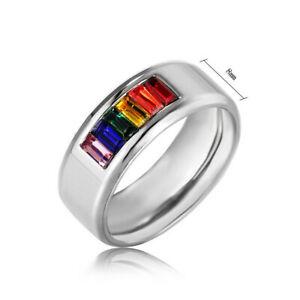 Rainbow Ring Lesbian Gay Pride Ring Women Men Promise Jewelry Gifts Jewelry