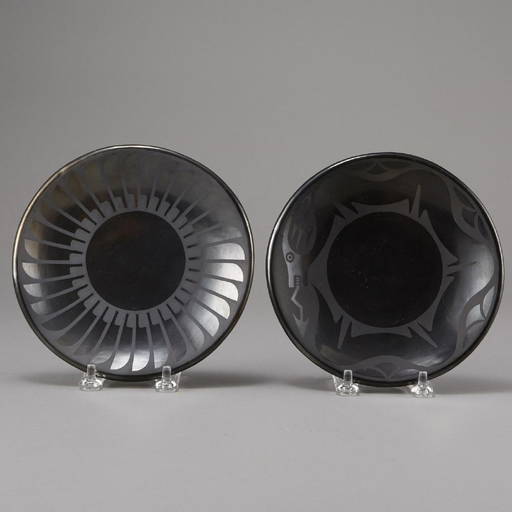 2 Maria Martinez Blackware Plates