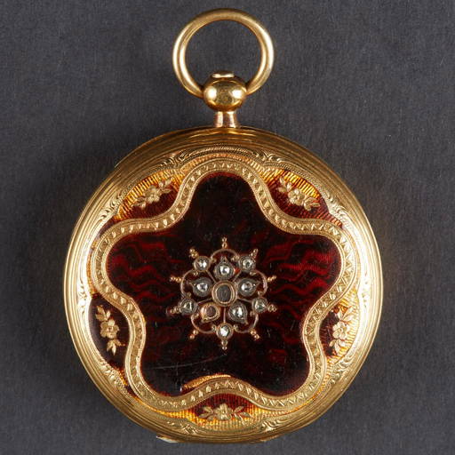 Golay 18k Gold Pocket Watch Enamel