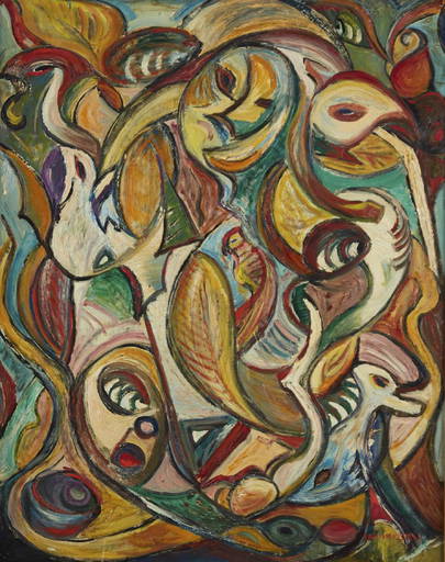 Aage Rasmussen Abstract Oil On Canvas