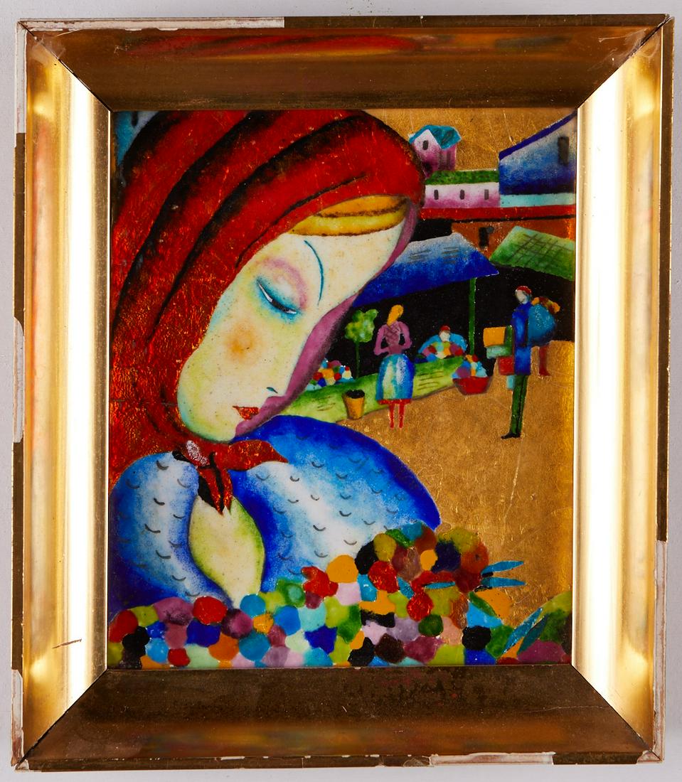 Rena Rosenthal Painting Woman W/ Flowers