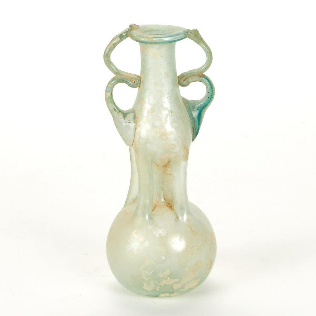 Roman Glass Vase W/ Double Loop Handles