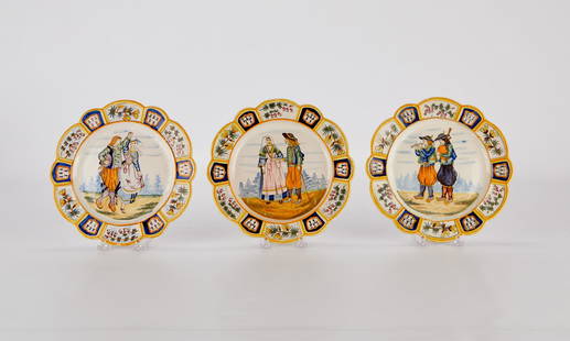 Group Of Fifteen Quimper & Quimper Style Faience Plates