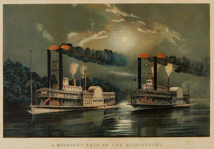 Currier & Ives "midnight Race On The Mississippi"