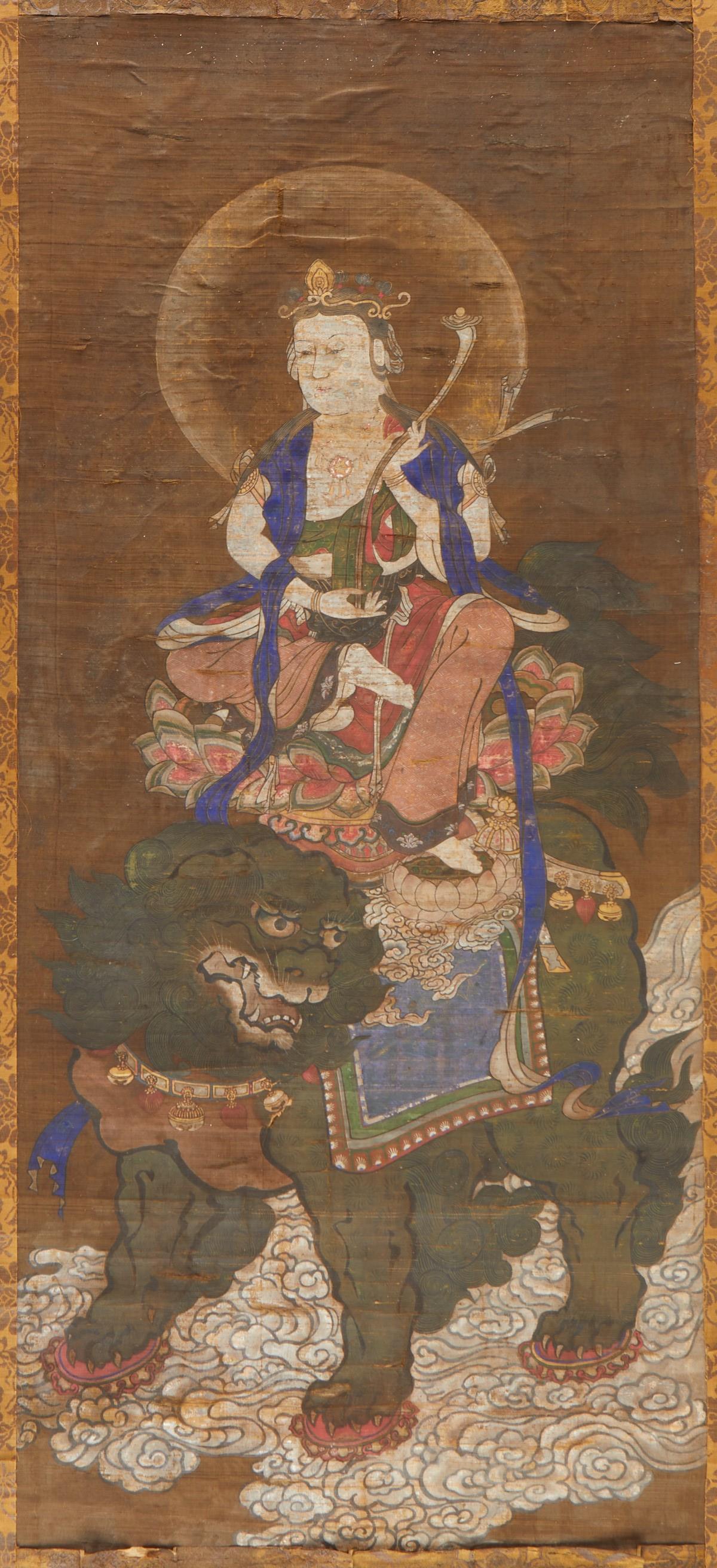 18th C. Japanese Scroll Bodhisattva Monju 5 Knots Auction